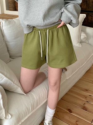 flatyou 26SS 东大门代购 抽绳系带松紧腰宽松阔腿休闲短裤女