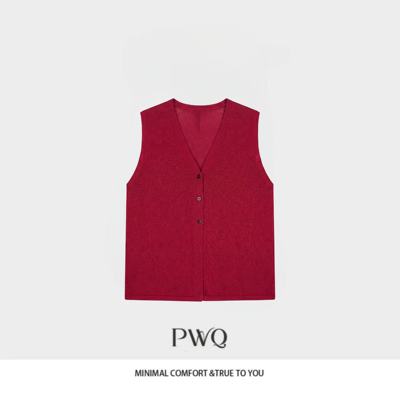 马甲和纸纱无袖V领单排扣MSCC-26041245-CI