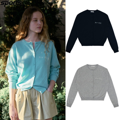 韩国代购Pivvee高尔夫球服26春夏女标志纯色柔软弹力宽松针织开衫