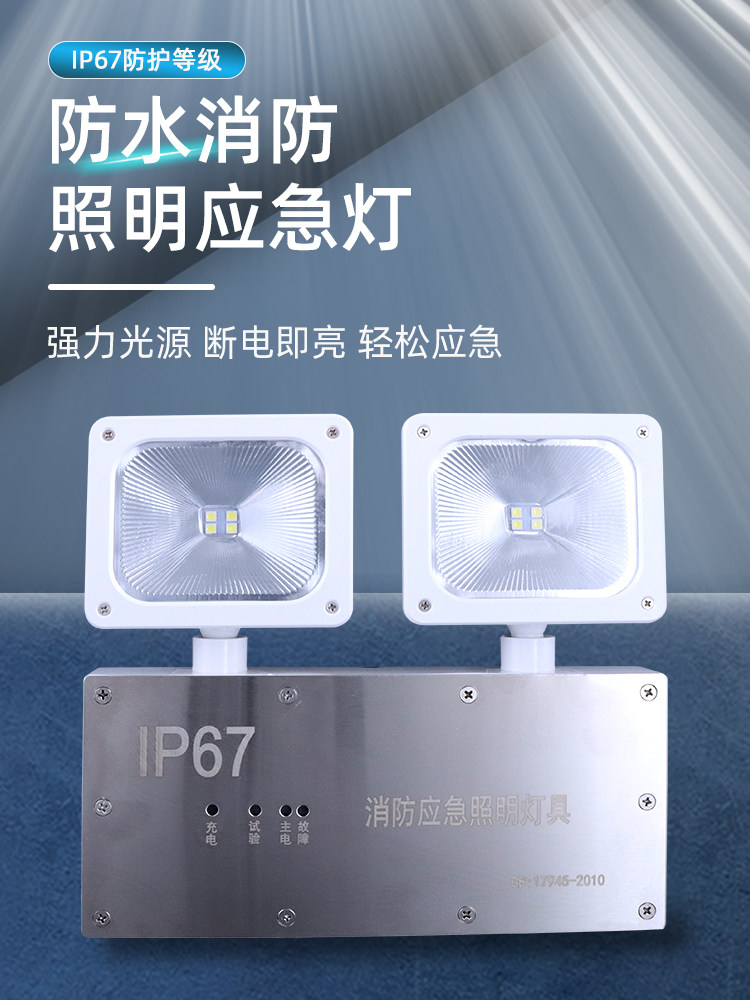 防水不锈钢应急灯双头挂壁式自动照明LED光源接36v应急照明灯