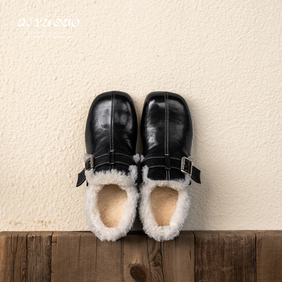 真皮全包博肯雪地靴外穿毛毛单鞋