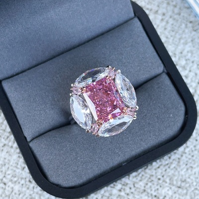 雷迪恩切樱花粉高定纯银925戒指