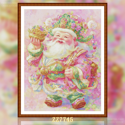 【带金属线】【ZZ7745-桃花财神】十字绣2025新款小件客厅餐简约