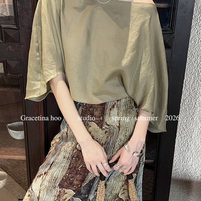 GRACETINA HOO-法式立裁造型阔袖两穿时髦松弛感防晒衬衫CSA2139