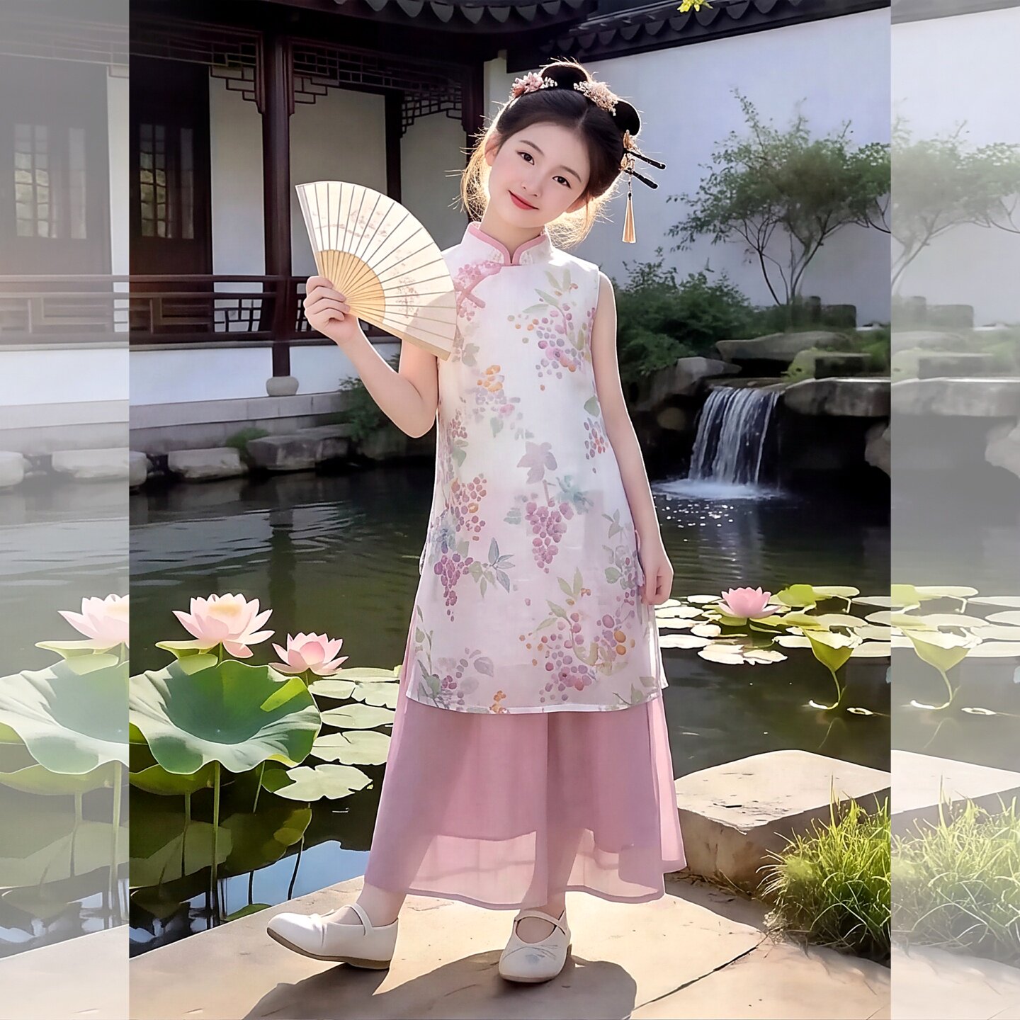 女童裙子夏季新款儿童新中式旗袍裙薄款夏天女大童国风雪纺连衣裙