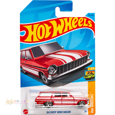 222号 '64 CHEVY NOVA WAGON 雪佛兰 红色 风火轮 HW WAGONS
