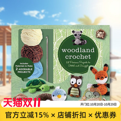 【预售】林地钩针套装英文手工制作Woodland Crochet Kit 12 Precious Projects to Stit进口原版书Kristen Rask Chartwell Books