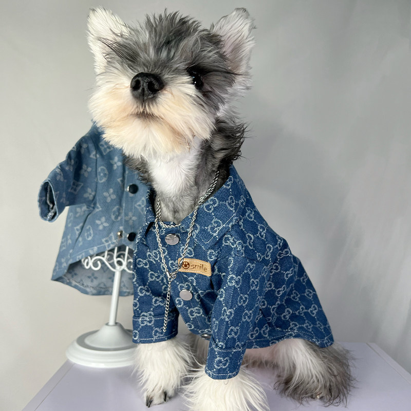 狗狗衣服金毛泰迪雪纳瑞史宾格可卡牛仔外套中小型犬潮牌宠物衣服