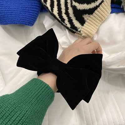 蝴蝶结丝绒复古气质网红