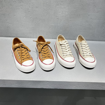 先锋名典真皮平底帆布鞋休闲板鞋