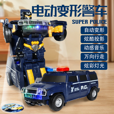 儿童玩具警车特技变形汽车机器人