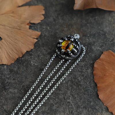 复古钛钢镶钻恶魔眼波洛领带个性