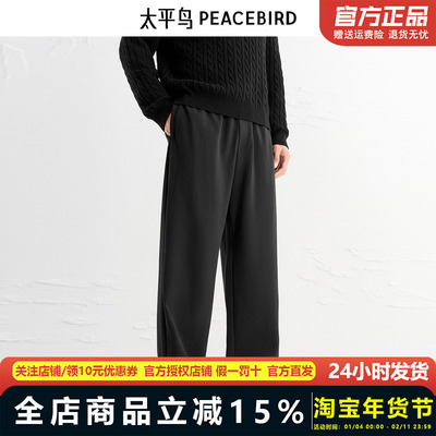 太平鸟男装休闲裤25秋肌理提花直筒运动裤弹力百搭卫裤BAGMF3193