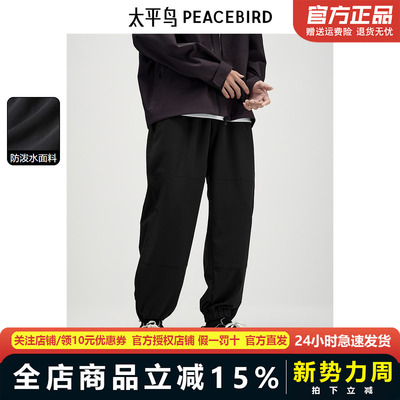 太平鸟男装休闲裤秋季防泼水户外露营宽松运动直筒裤潮BWGME3413