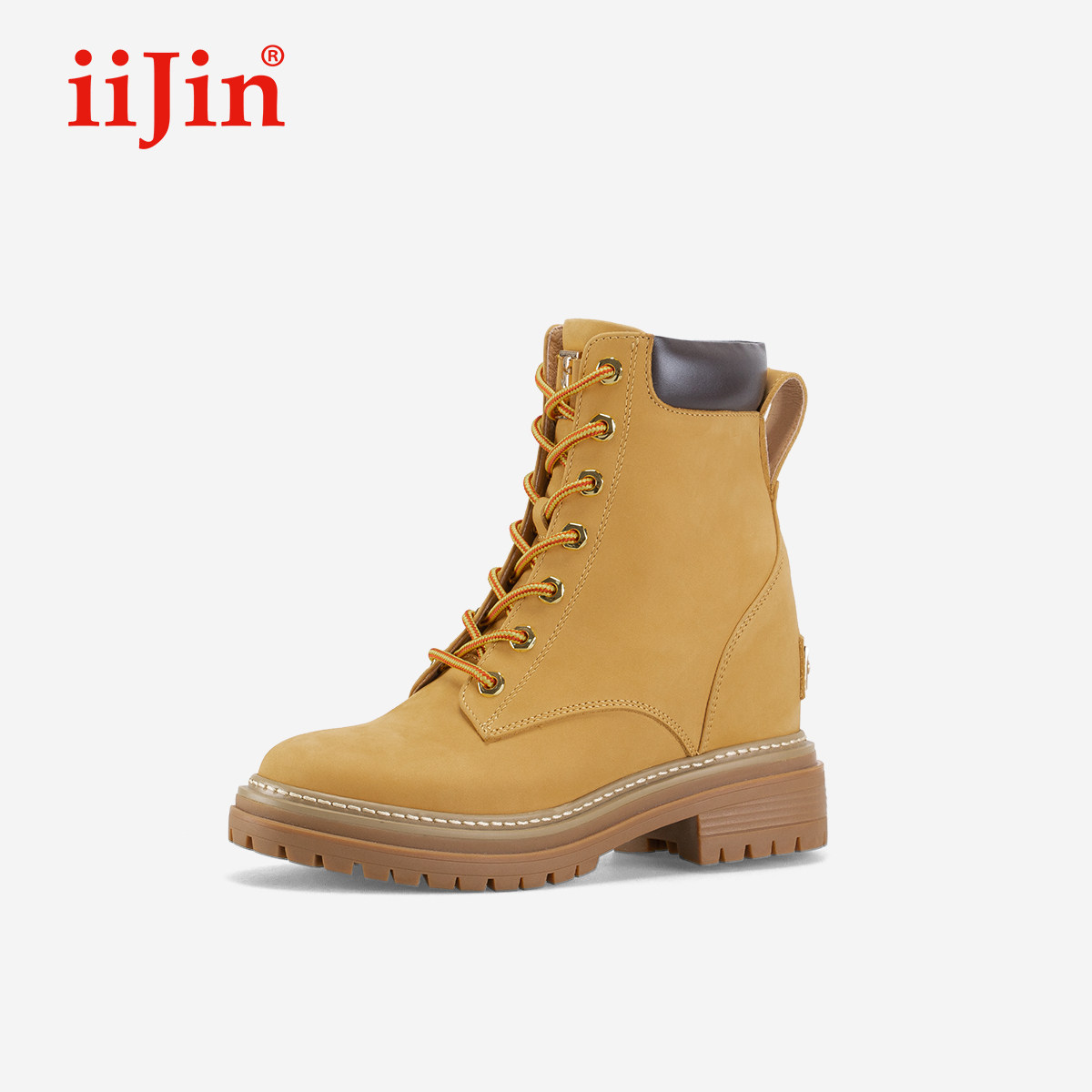【明星同款】iiJin艾今经典9.5cm厚底内增高马丁大黄靴子女753HEB