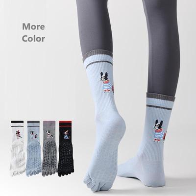 小狗印花五指瑜伽袜防滑运动袜