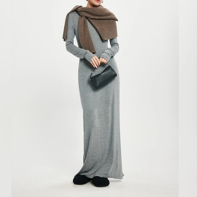 开间/私服强推B备 苣弹柔糯美丽奴羊毛极简后开衩CHAO长T恤连衣裙