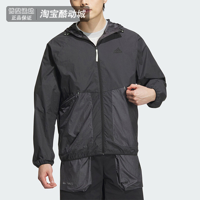 阿迪达斯男连帽透气防晒夹克外套