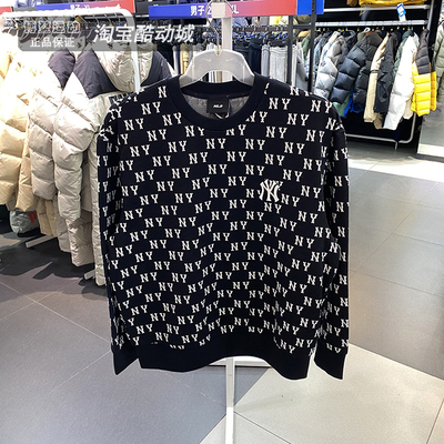 MLB卫衣男女满印老花圆领套头衫