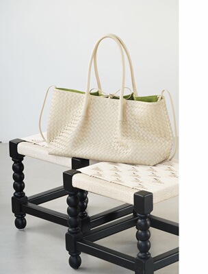 pinacoteca大号编织饺子包bv08 女士牛皮手提通勤大容量包旅行