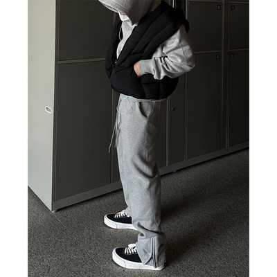 STS一体式加绒直筒拉链卫裤