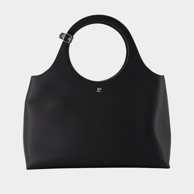 Courreges Large Holy Day 皮质手提肩背包 黑色