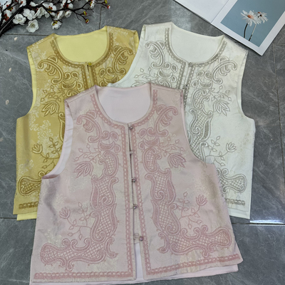 锦秀谷-26年春款重工腰果花刺绣马甲YS57-G513