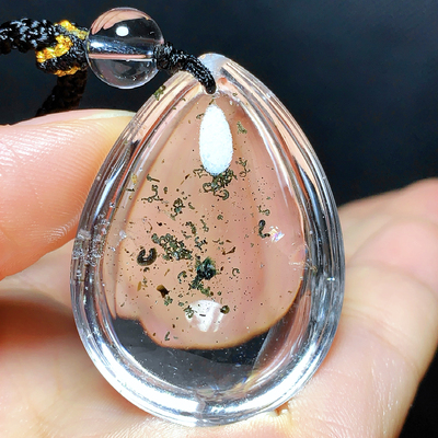 天然绿幽灵水滴吊坠男女款项链