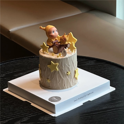 网红跷跷板星星人蛋糕装饰摆件可爱吹泡泡星星人五角星装扮摆件