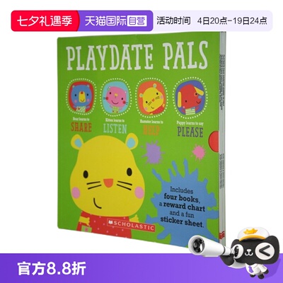 【自营】英文原版 Playdate Pals Behaviours 游戏伙伴 儿童行为启蒙绘本附4册贴纸 计划表 Scholastic