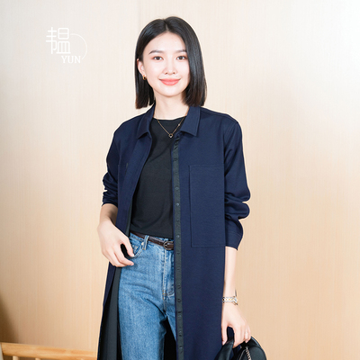 韫常规翻领中长款简约显瘦外套