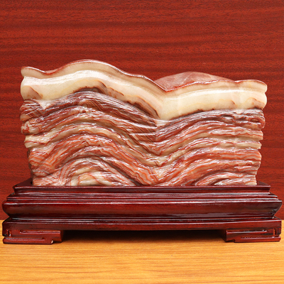 天然石材奇石摆件猪肉石五花肉桌面雕刻石37*24*8cm12915g摆件