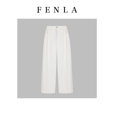 休闲裤水洗棉质白牛百搭廓形长裤