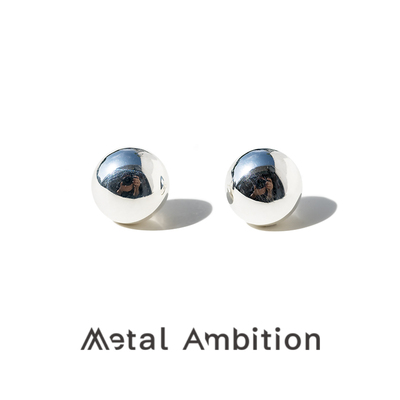 Metal Ambition金属野心银色圆球耳钉女简约轻奢气质耳饰