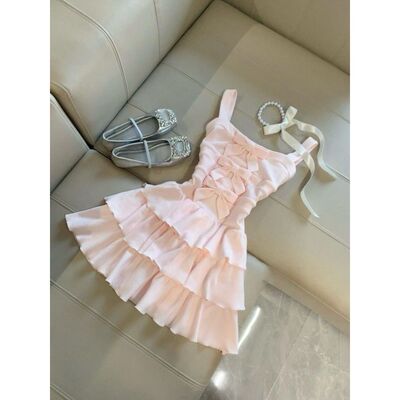 【粉雾甜糕】日系少女感短裙夏季新款千金风甜美减龄气质连衣裙女