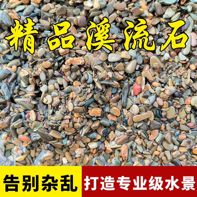 精品溪流石天然原生鱼缸造景鹅卵石原生水族鱼缸水草缸多肉铺面