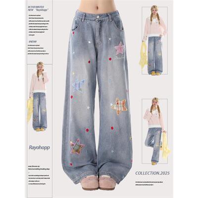 Rayohopp星星贴布牛仔裤