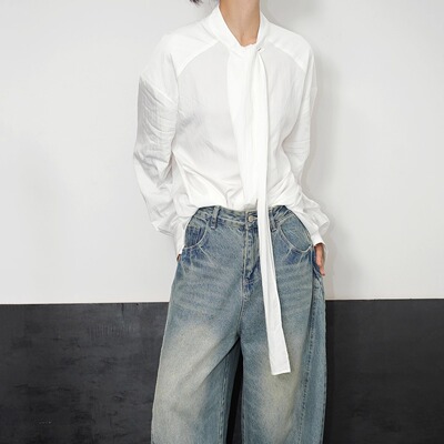 AIRROOM又仙又帅设计感飘带衬衫