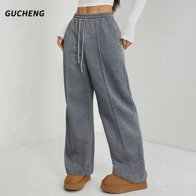 古丞GUCHENG 极简风运动抽绳阔腿裤女宽松直筒休闲裤显瘦长裤