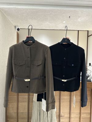 SOUL素予韩系小香风收腰系带圆领长袖外套女秋季新款时尚夹克上衣