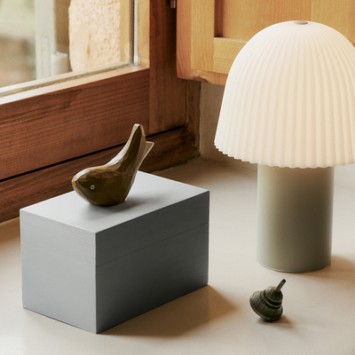 现货 Ferm Living Harbour Boxes手工雕刻珊瑚小鱼带盖储物盒