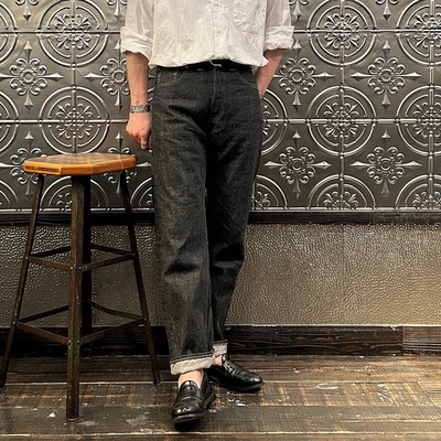 Resolute林芳亨15周年限定标准中腰直筒赤耳黑色牛仔裤GB714