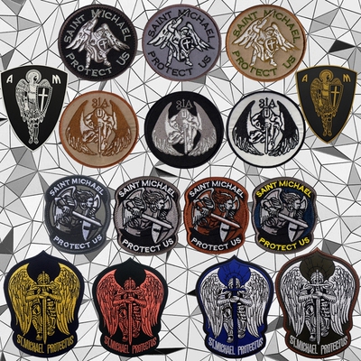 圣迈克尔刺绣魔术贴徽章大天使士气章反光臂章户外背包贴补丁布贴