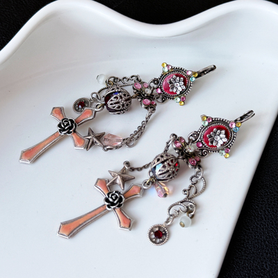 中古法产LGS打标重工层次感镶嵌珐琅扫肩耳针