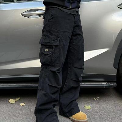 22TREE美式复古工装裤男高街休闲腰带cieanfit牛仔裤百搭直筒潮牌