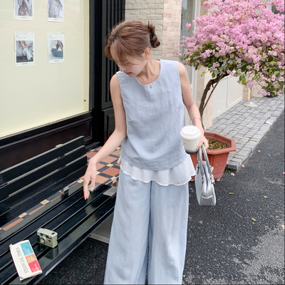现货2026新款花边无袖阔腿两件套显瘦气质RF2B066-6672-P155K248
