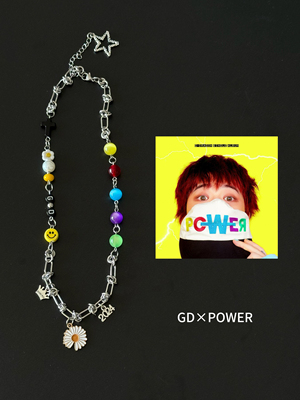 GD权志龙同款power项链闪电雏菊彩色笑脸串珠钛钢项链小众设计感