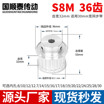现货同步轮S8M36齿B齿宽32总厚53