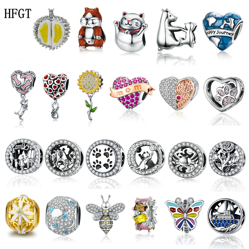 HFGT串珠手链配件S925纯银一家人四口之家滴油招财猫水果榴莲珠子_虎窝淘