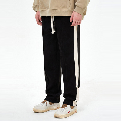 SPARTACKS麂皮绒侧边条纹拼接卫裤美式高街潮牌情侣宽松休闲裤男